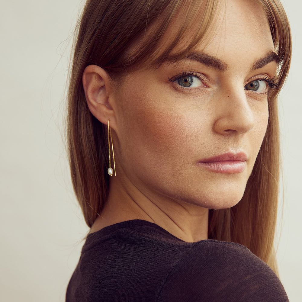 Gaia Kæde Øreringe med perler - 18 karat forgyldt